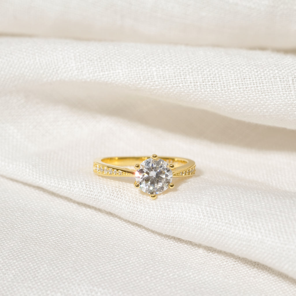 Seek Shine Shar 1.0ct Moissanite Ring (18K Gold Vermeil, Size 7)