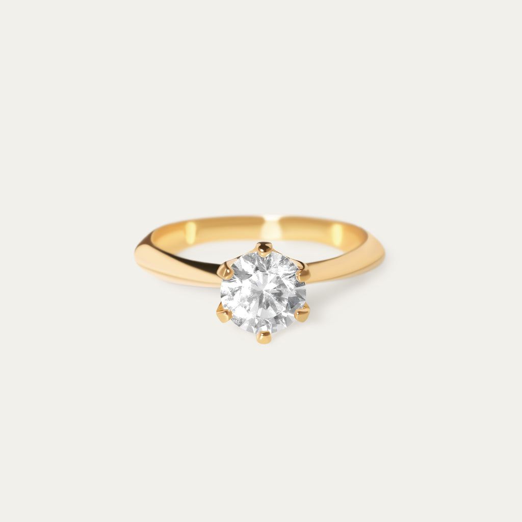 Seek Shine Neta 1.0ct Moissanite Ring (18K Gold Vermeil, Size 4)