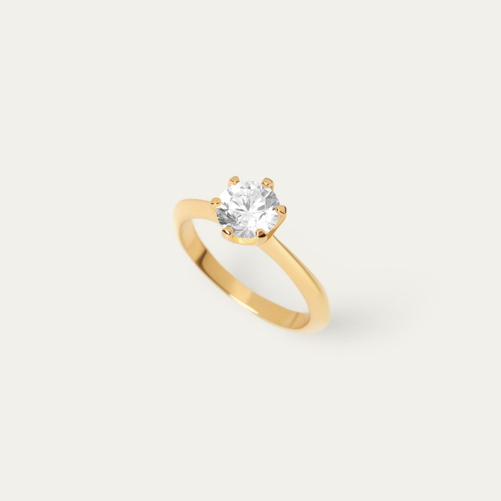 Seek Shine Neta 1.0ct Moissanite Ring (18K Gold Vermeil, Size 7)