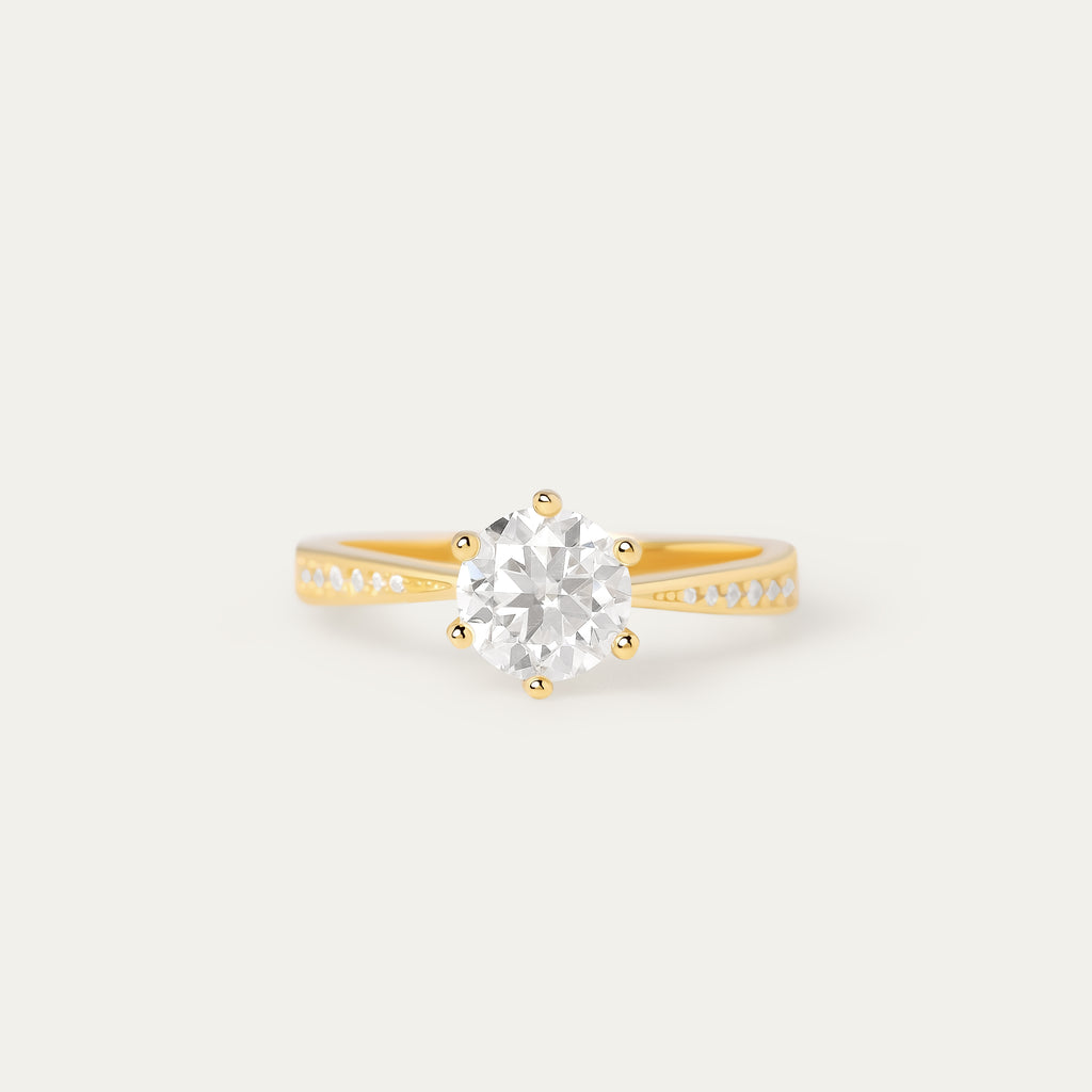 Seek Shine Shar 1.0ct Moissanite Ring (18K Gold Vermeil, Size 10)