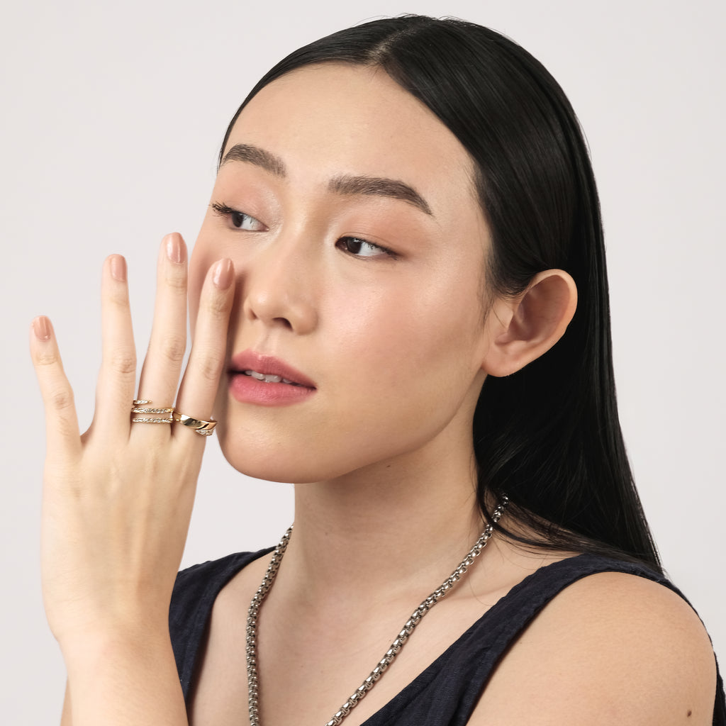 Seek Shine Sted CZ Ring (18K Gold Stainless Steel)