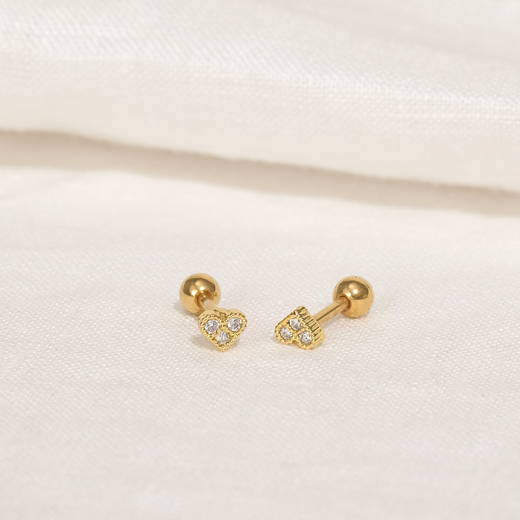 Seek Shine Hani CZ Stud Earrings (18K Gold Stainless Steel)