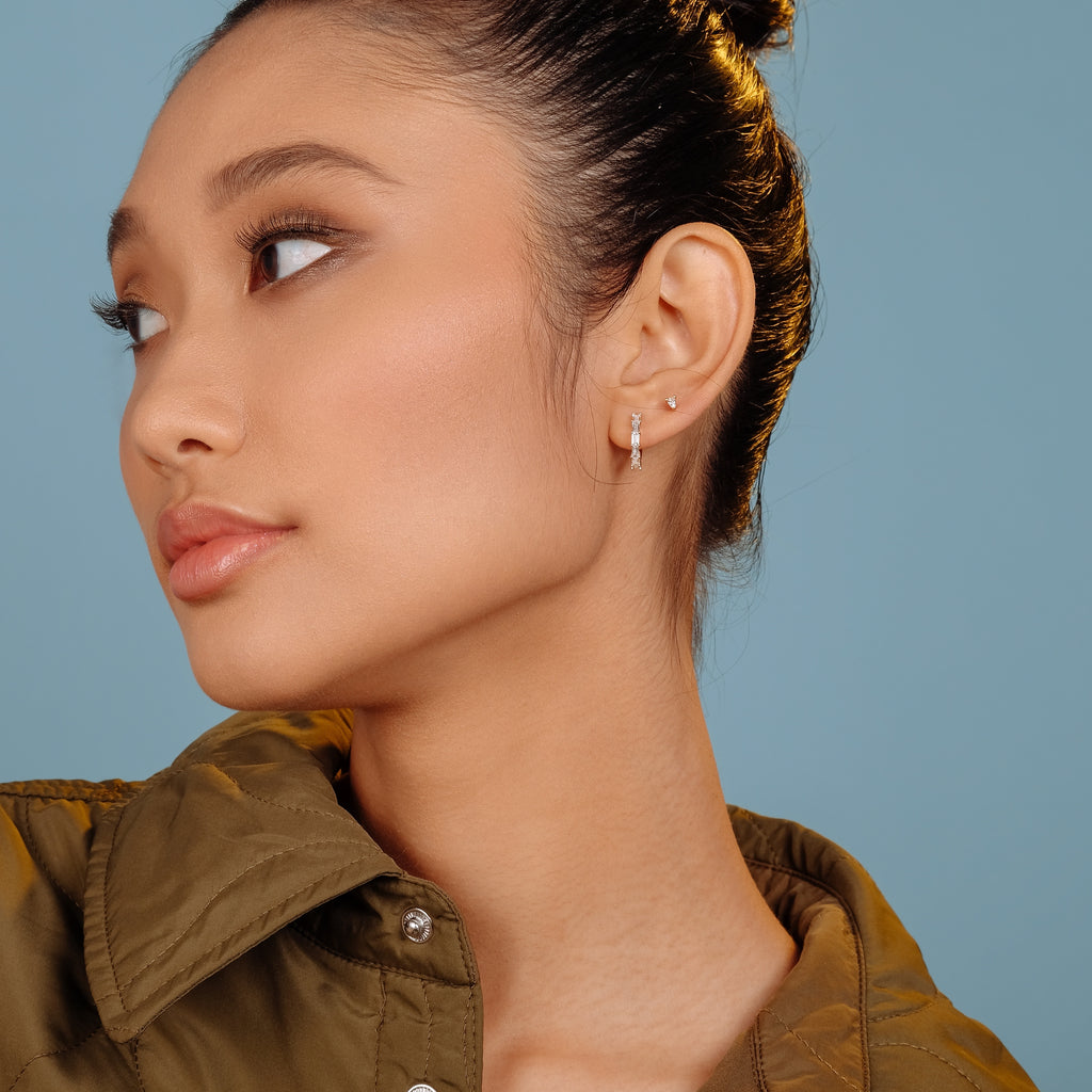 Seek Shine Lanu CZ Screw Back Ball Studs Earrings (18K Gold Vermeil)